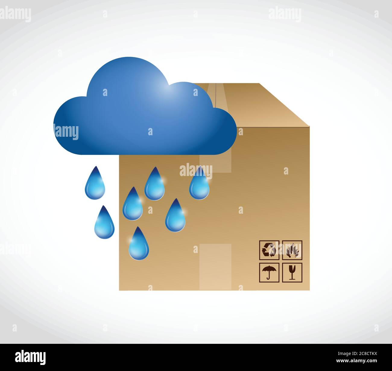 Boxes and rain cloud illustration design over a white background Stock ...