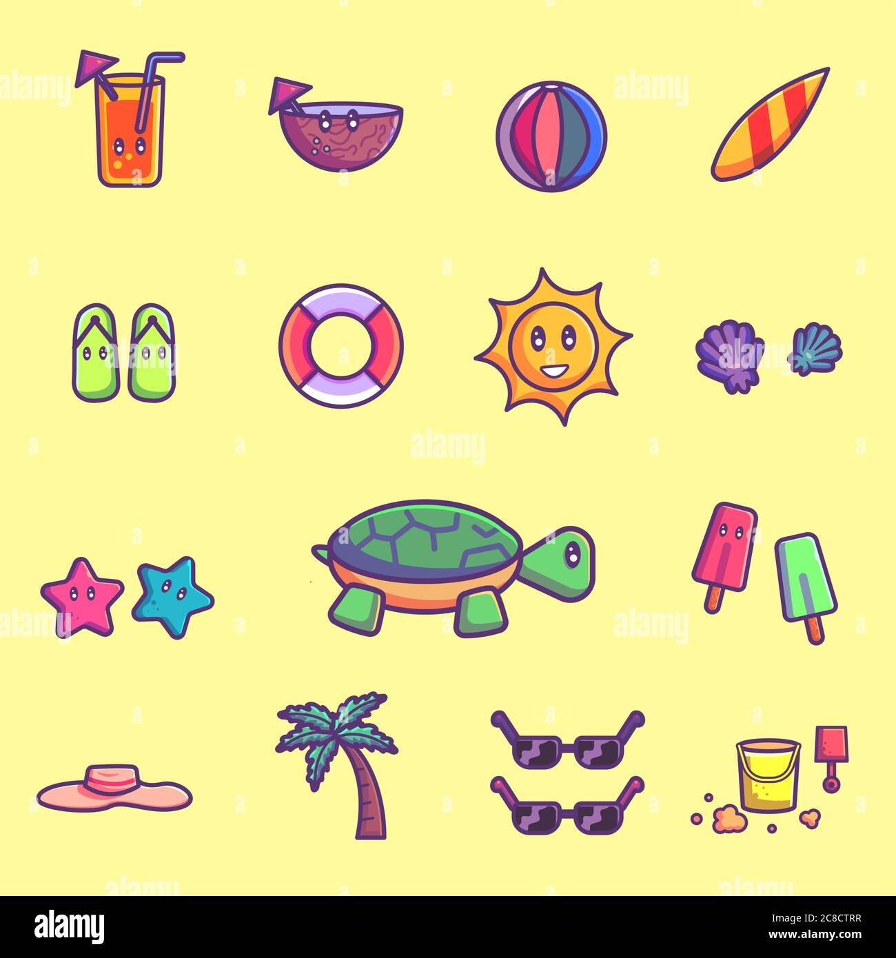 Vector Set Of Summer Icon. Summer Icon Concept Isolated Premium Vector ...
