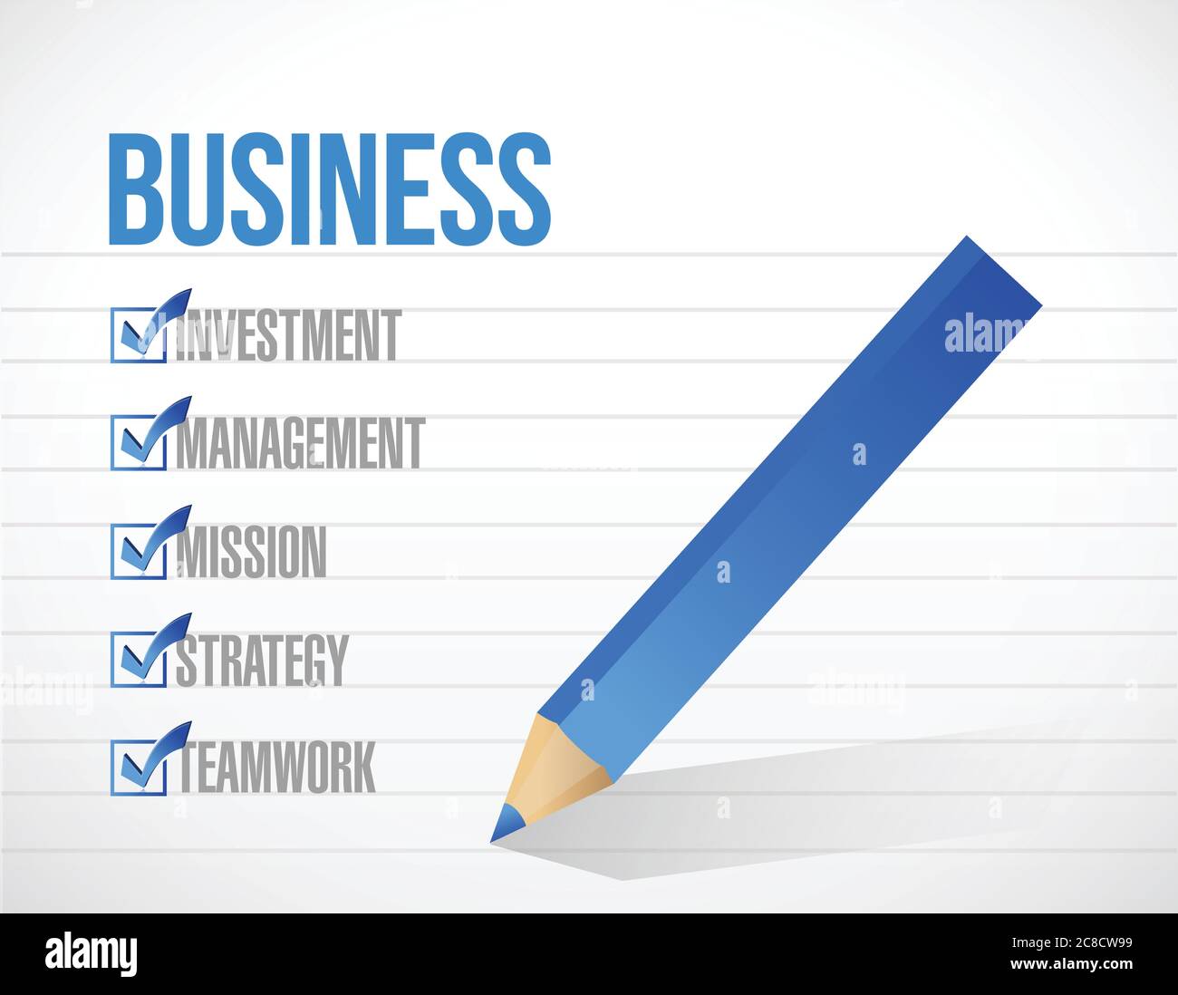 Business check list illustration design over a white paper background ...