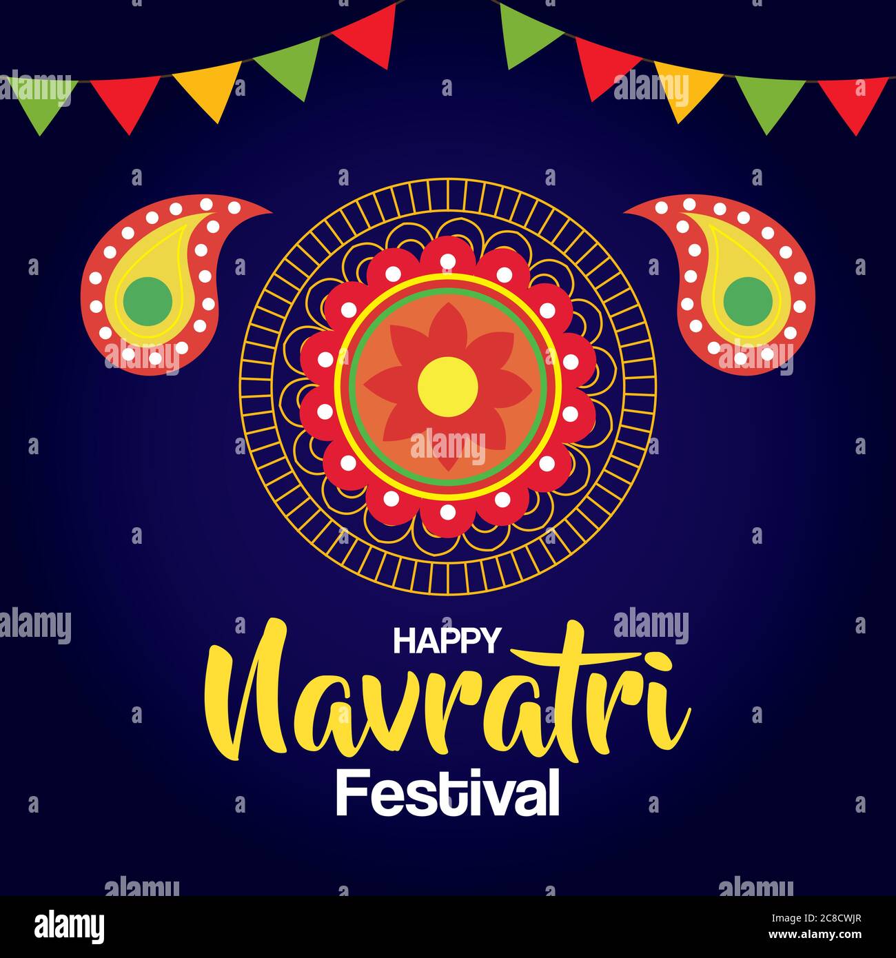 happy navratri celebration poster with gold circular frame and ...