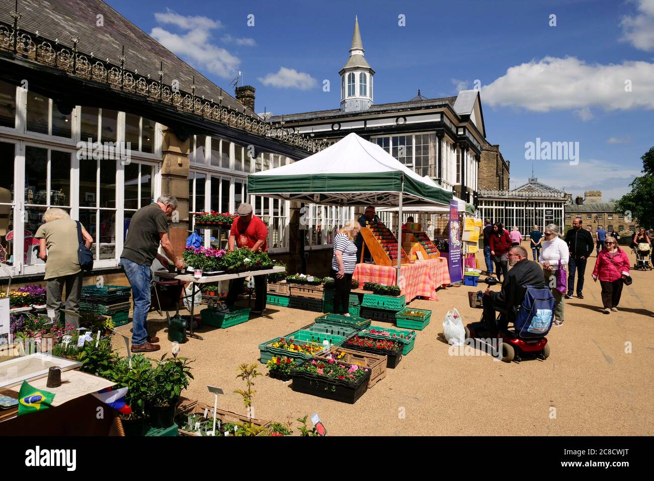 Market traders Spa town of Buxton in the Peak District Derbyshire ...