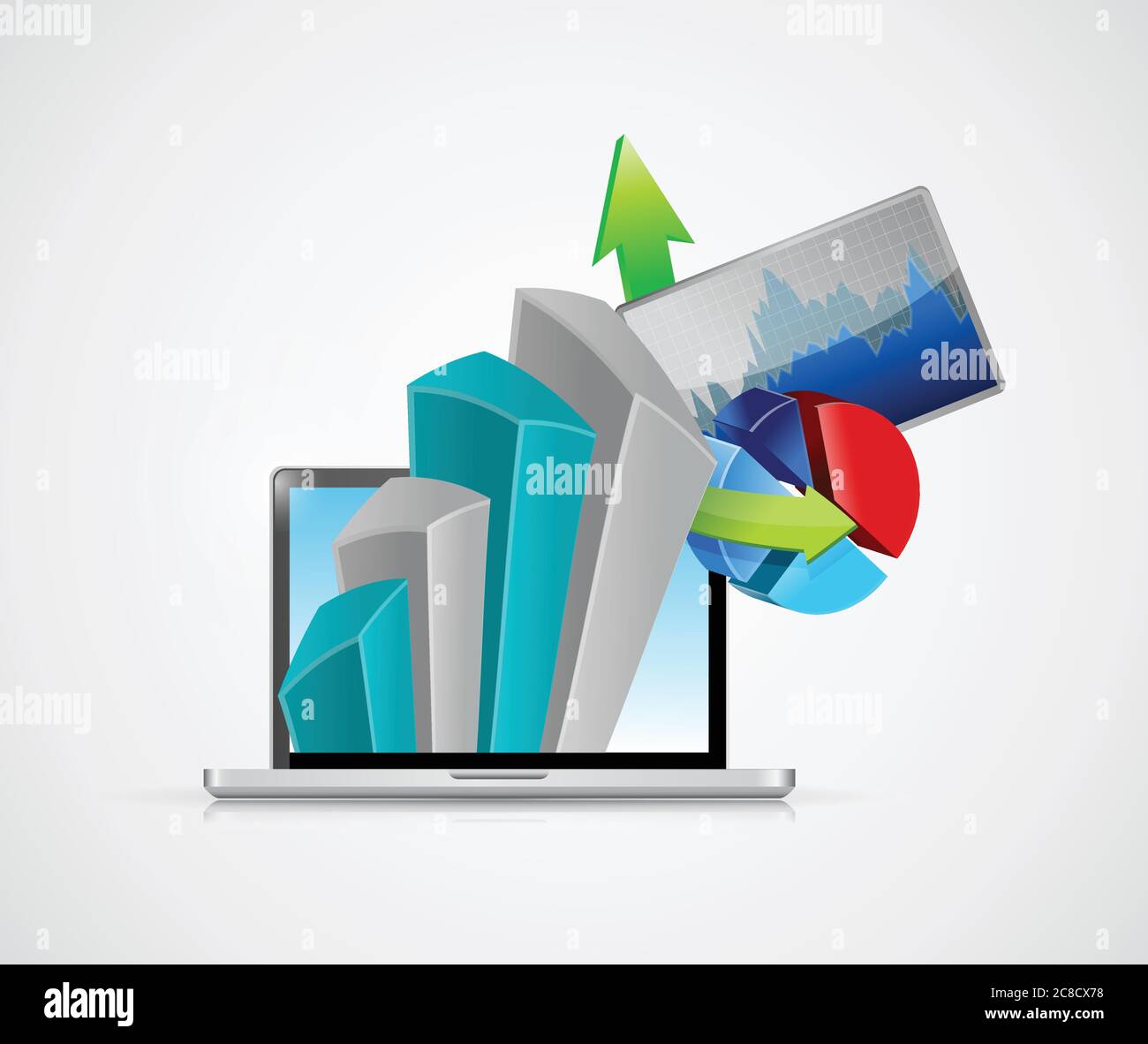 Computer laptop business concept illustration design over a white ...