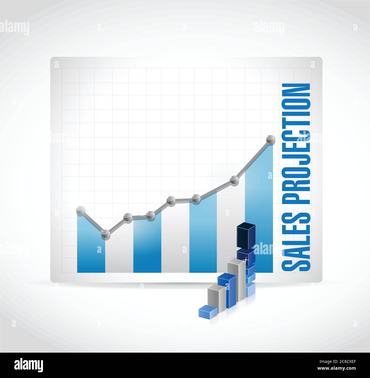 Sales projection business graph illustration design over a white ...