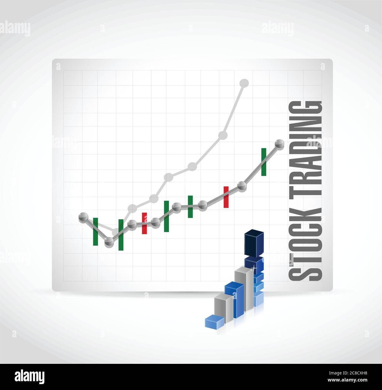 Stock trading business graph illustration design over a white ...