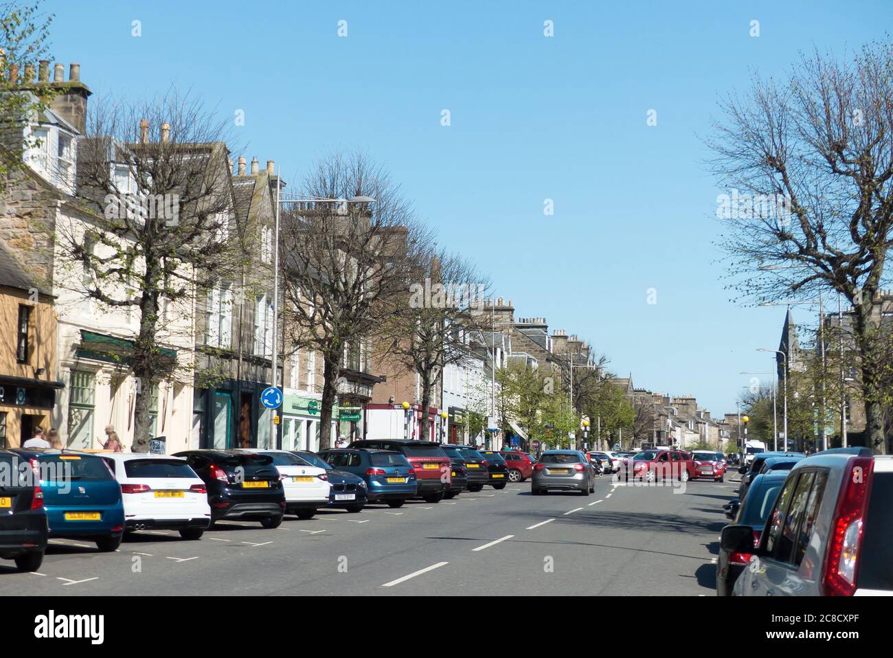 St Andrews in Scotland: South Street from the West Port archway Stock ...