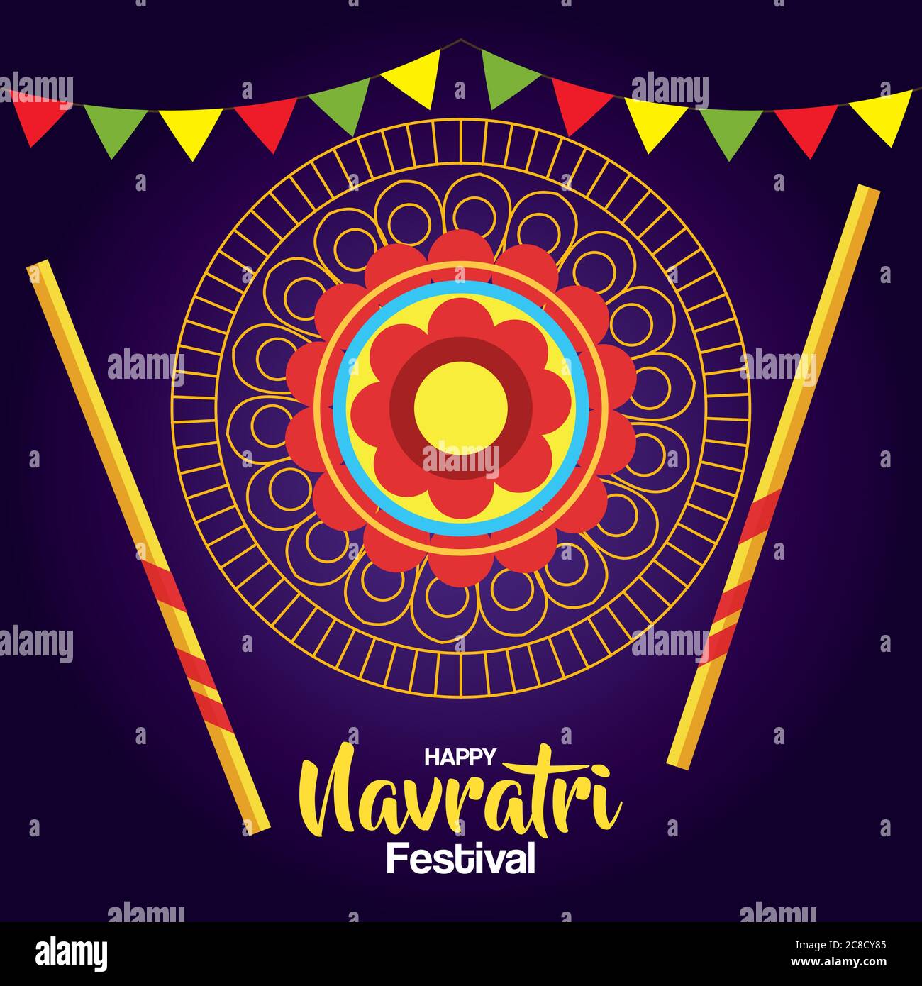 happy navratri celebration poster with gold circular frame and ...