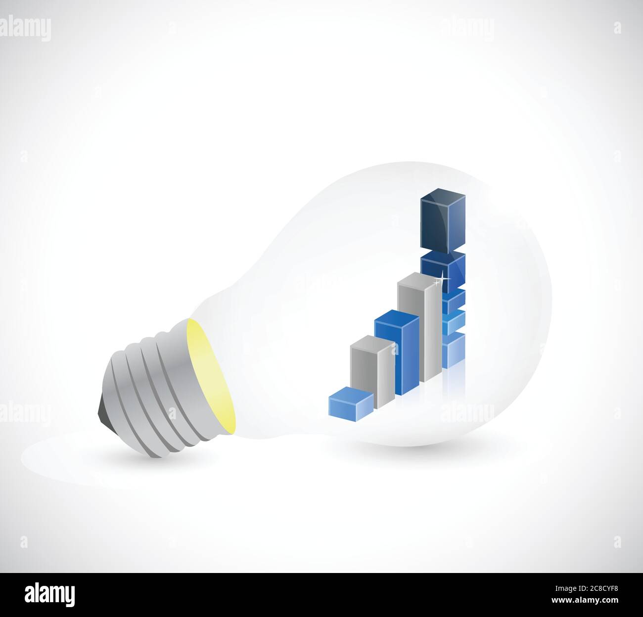 Business graph inside a light bulb. illustration design over a white ...