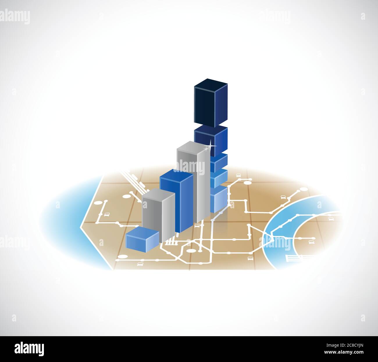 Map and business graph illustration design over a white background ...