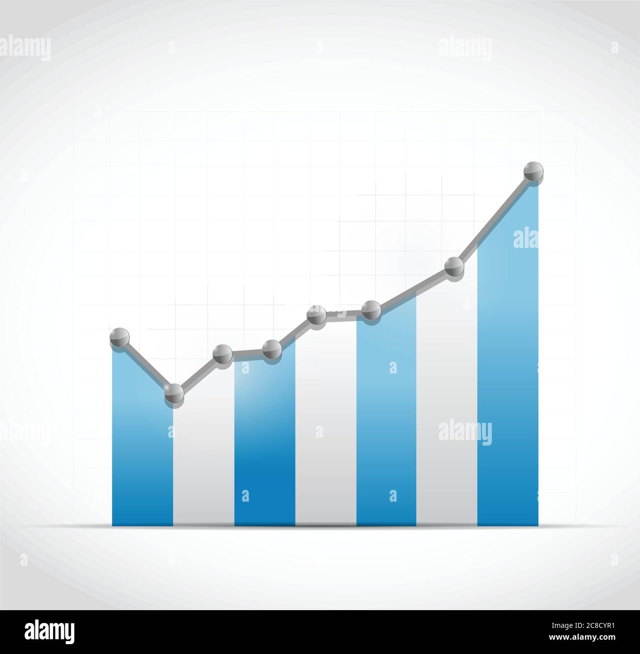 Blue color business dot graph illustration design over a white ...