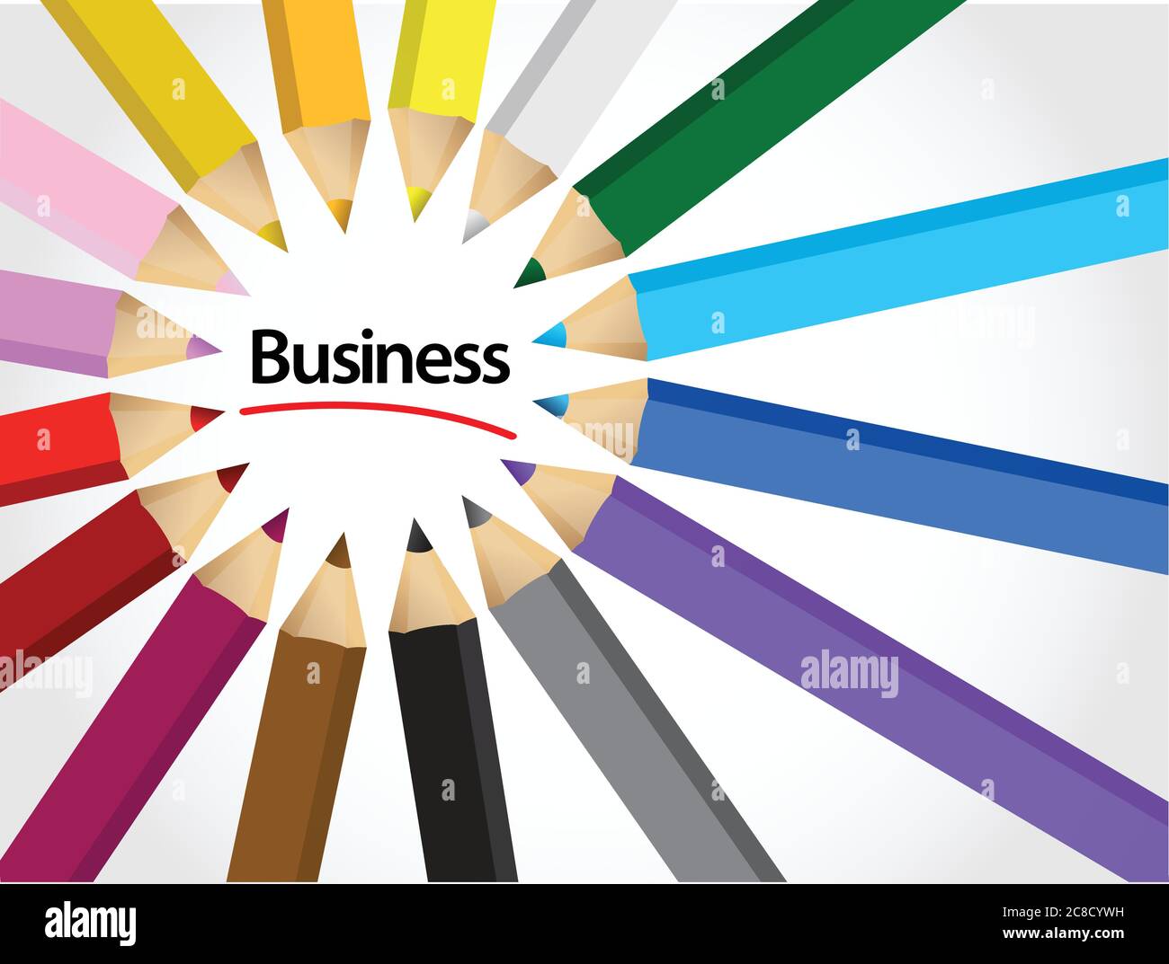 Business sign around pencil colors illustration design over a white ...