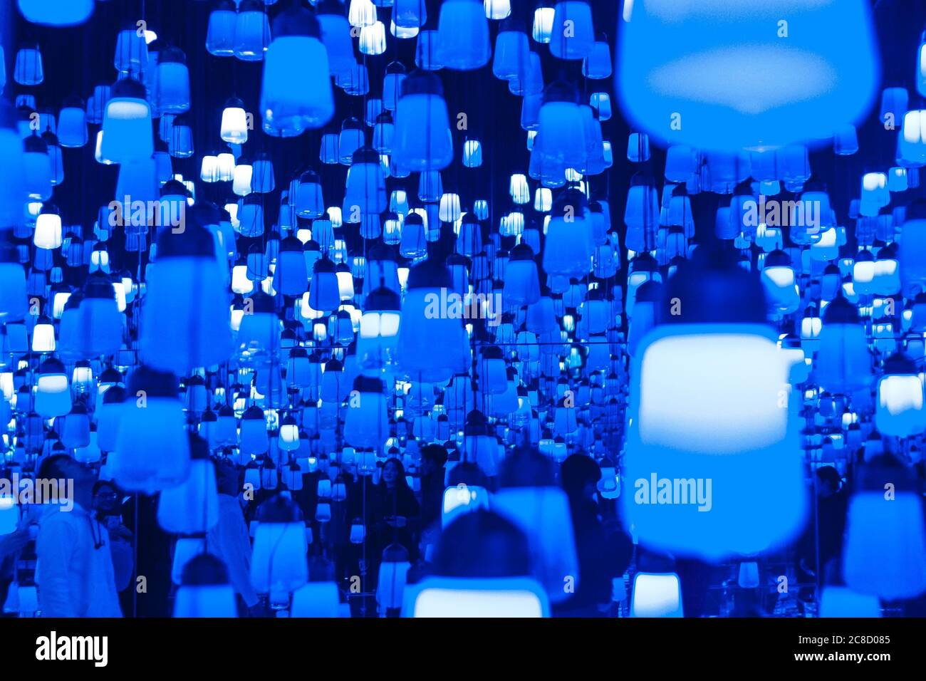 TOKYO, JAPAN - Dec 30, 2018: Blue hanging lights at popular Epson ...