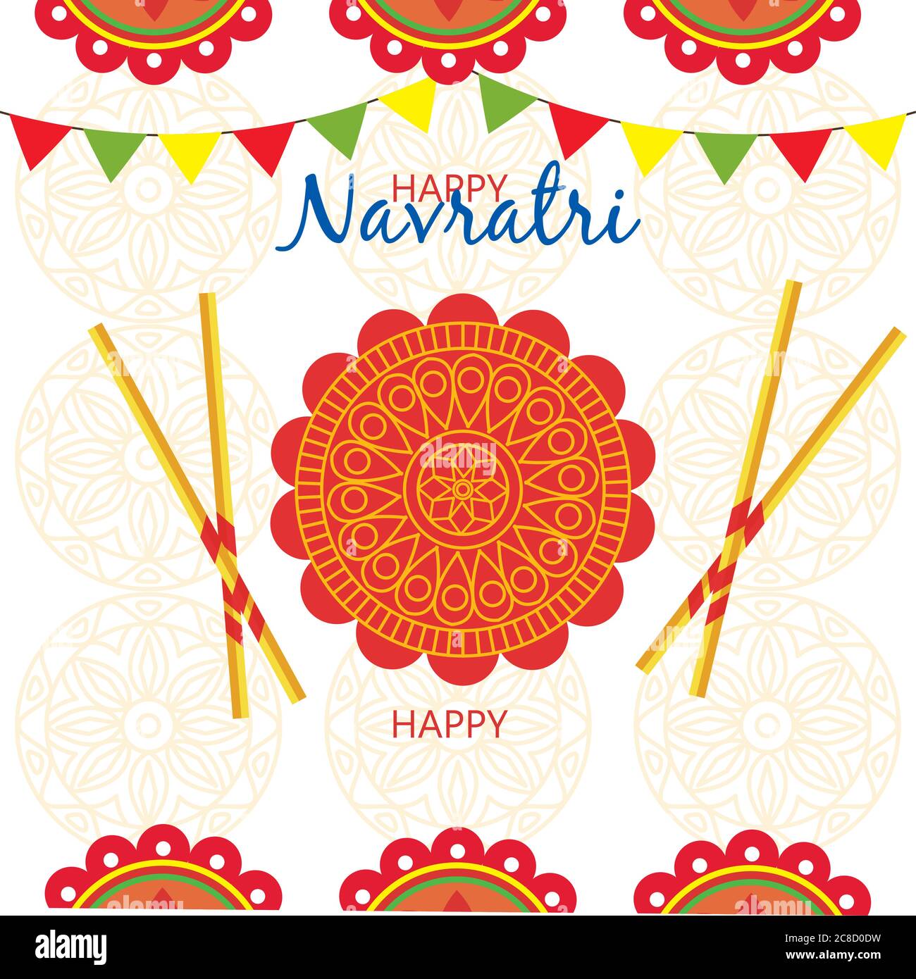 happy navratri celebration poster with decoration Stock Vector Image ...