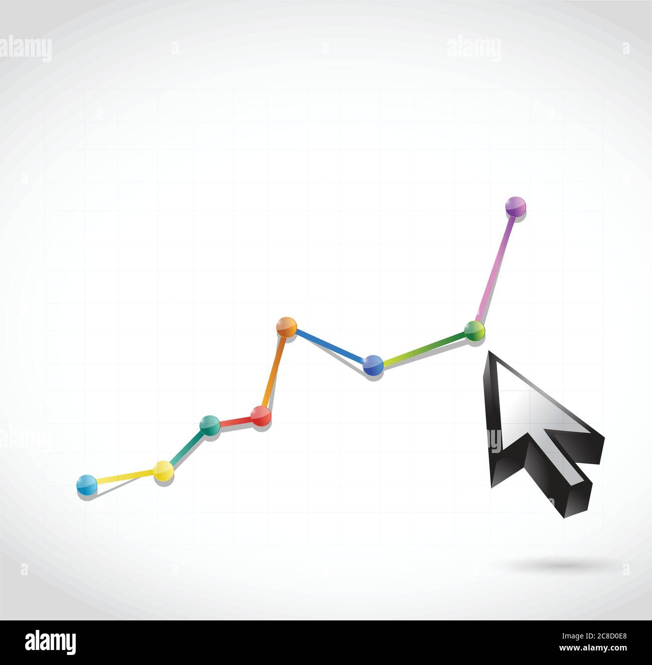 Color dots graph and cursor illustration design over a white background ...