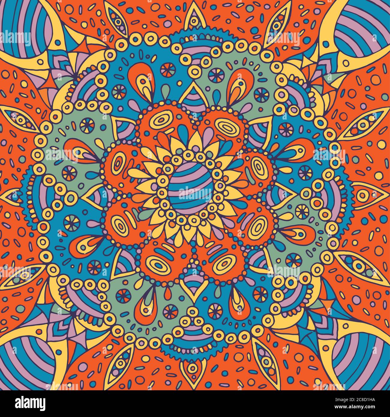 Boho retro mandala background. Fantastic geometric flower backdrop ...