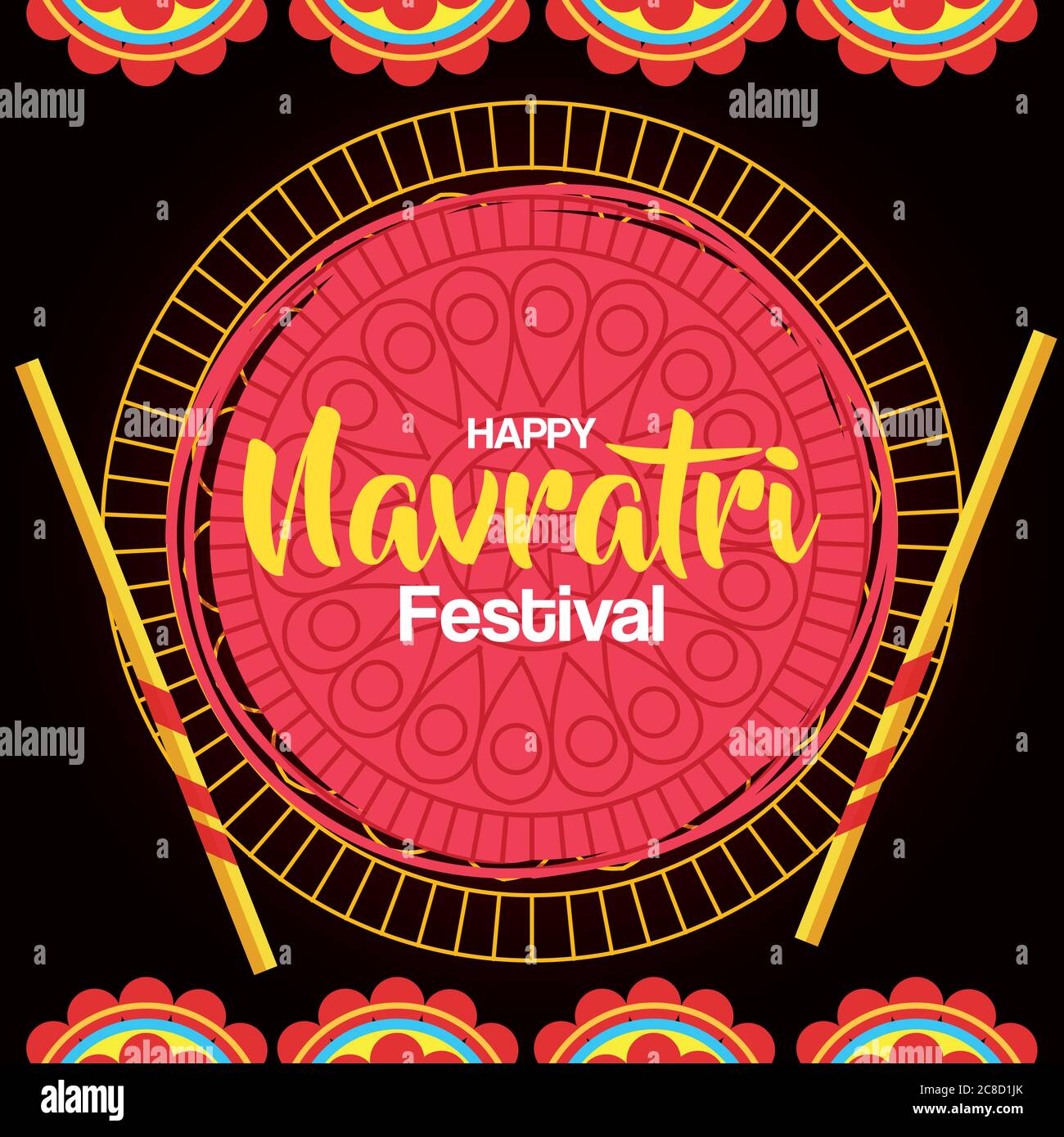 happy navratri celebration poster with gold circular frame and ...