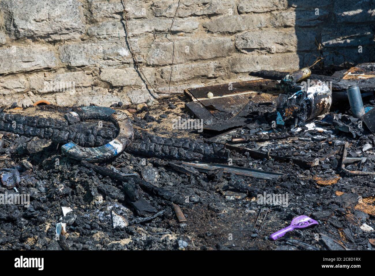 Burnt beach huts hi-res stock photography and images - Alamy