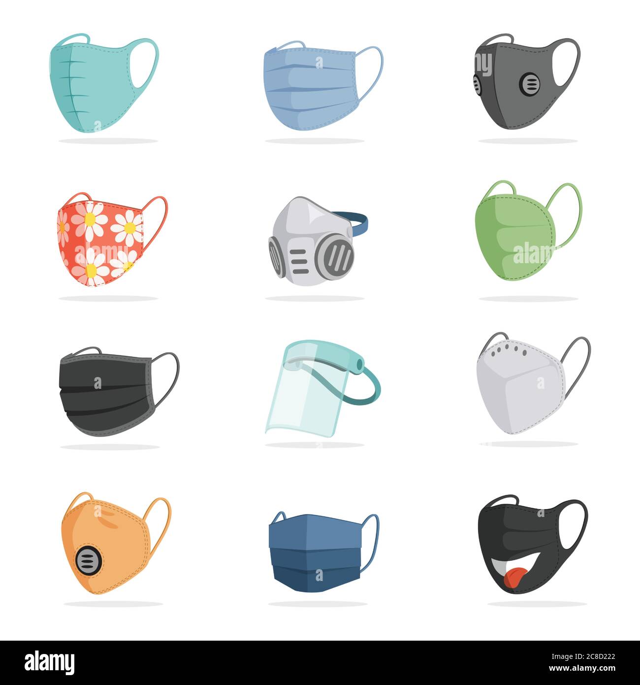 Vector set of breathing protective respiratory masks isolated on white ...