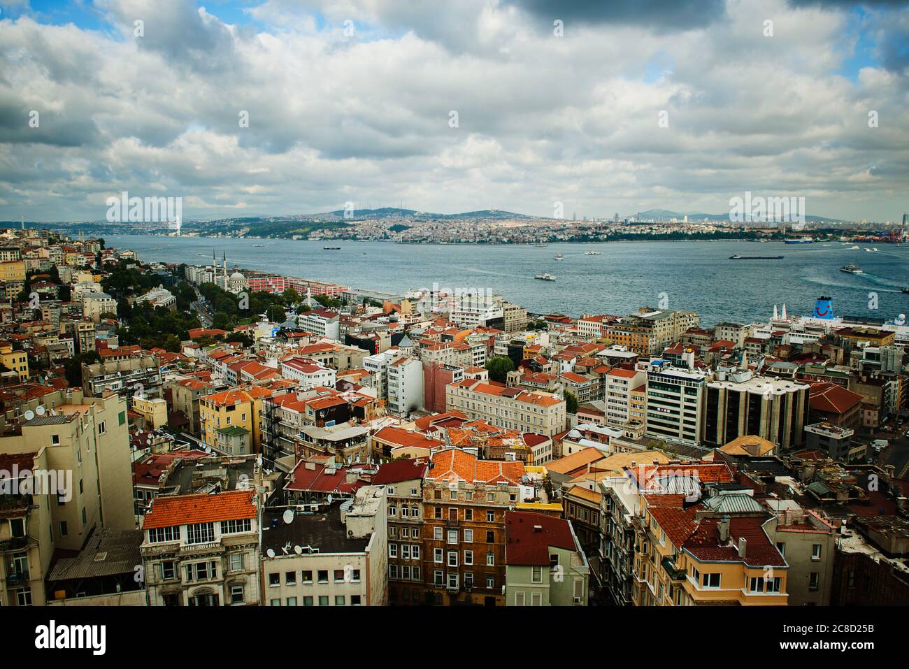 Landscape of Istanbul and the Bosphorus strait, Istanbul, Turkey Stock ...