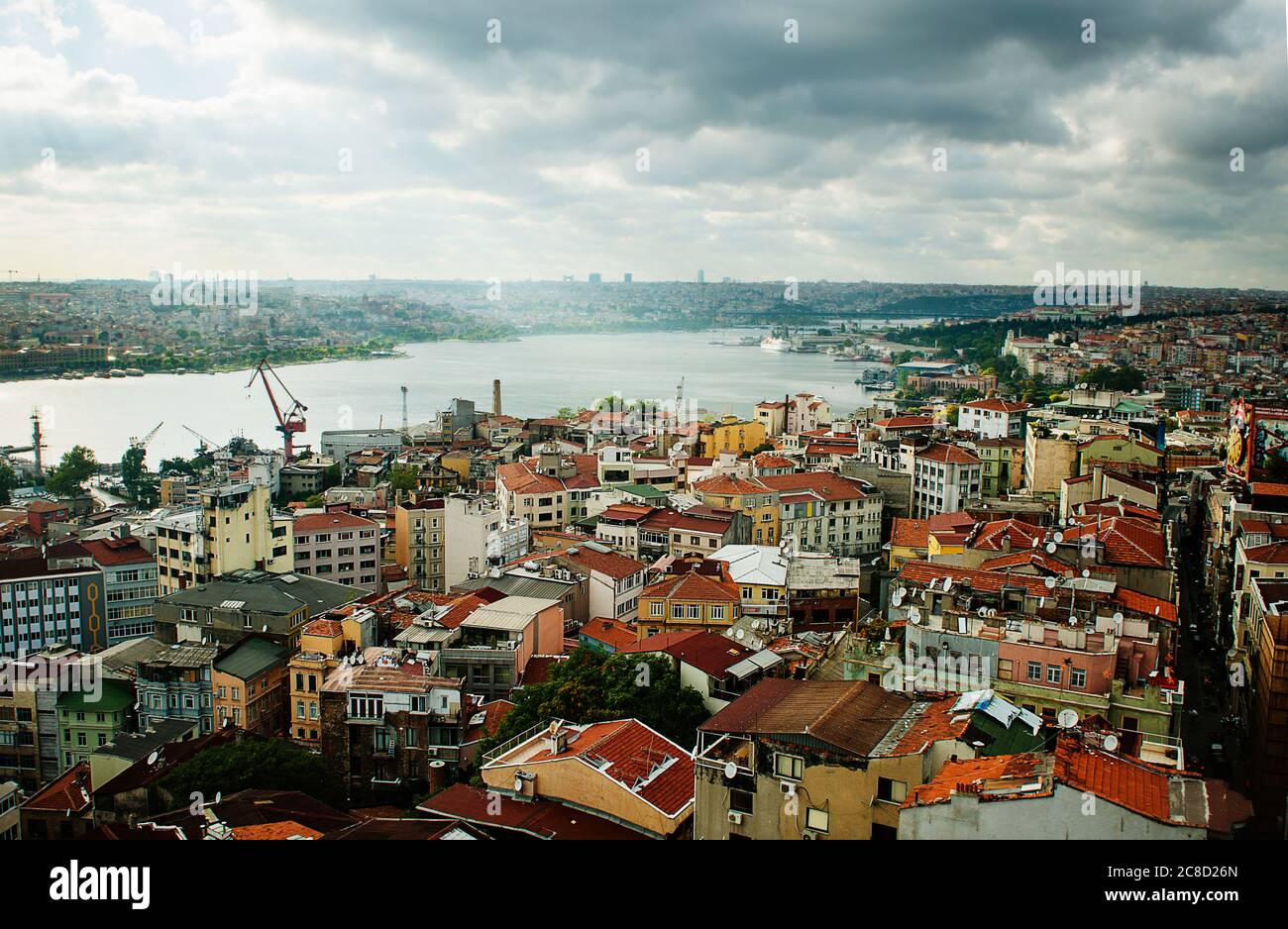 Landscape of Istanbul and the Bosphorus strait, Istanbul, Turkey Stock ...