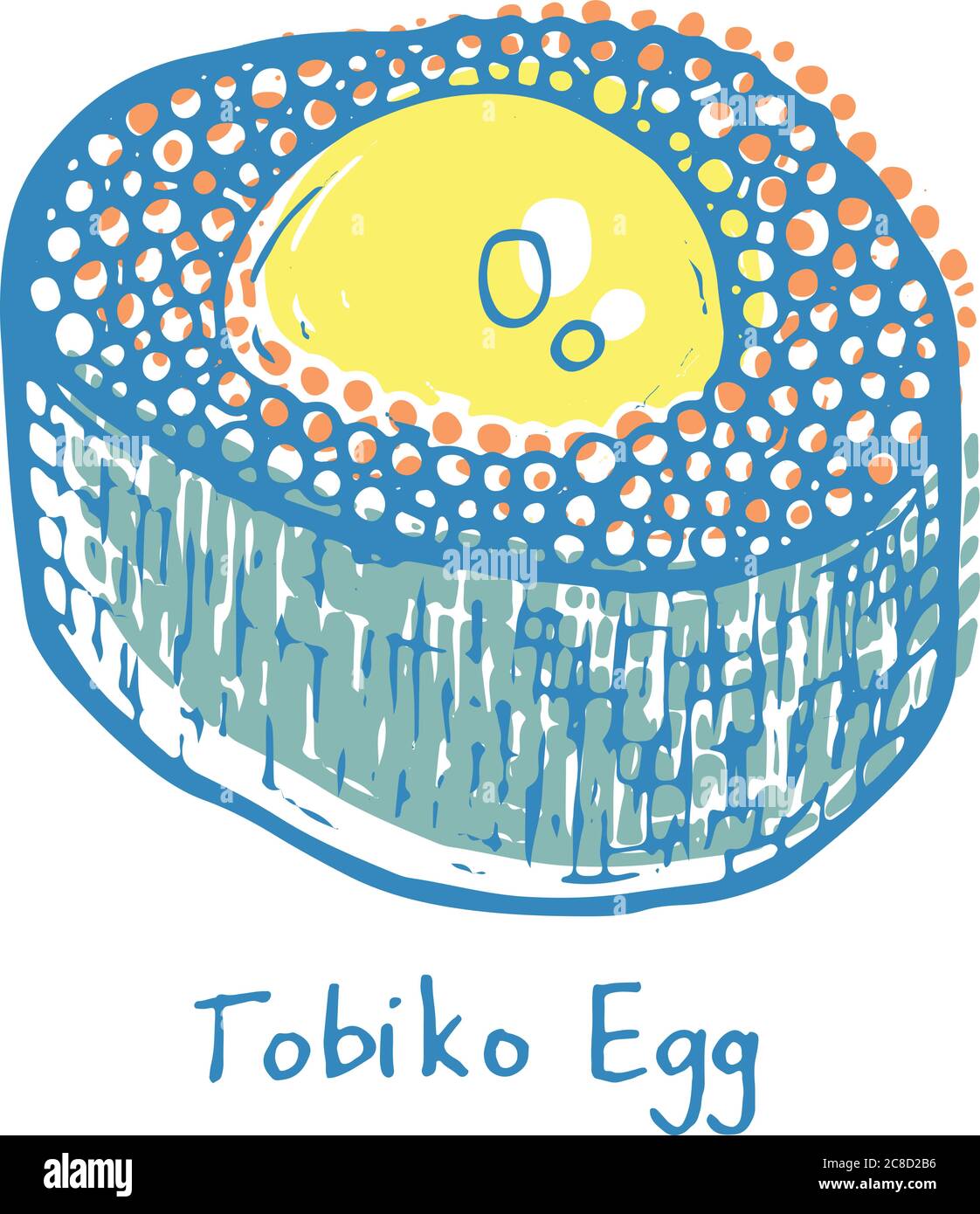 Sushi Tobiko Egg. Sketch color illustration. Sushi with roe and egg ...