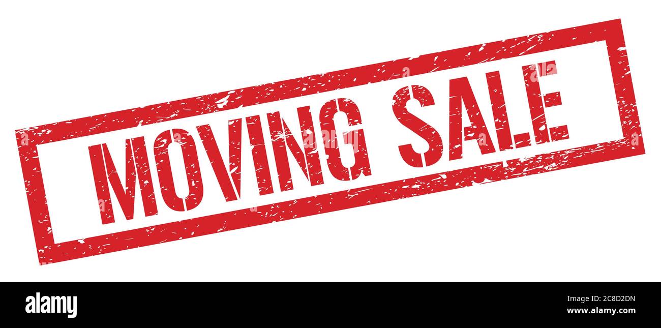 MOVING SALE red grungy rectangle stamp sign Stock Photo - Alamy