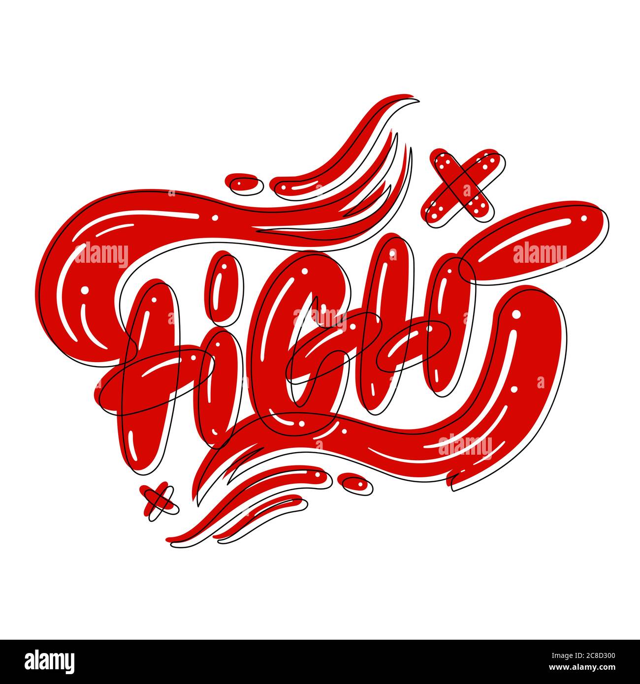 Fight. Hand lettering colorful text. Design template for greeting cards ...