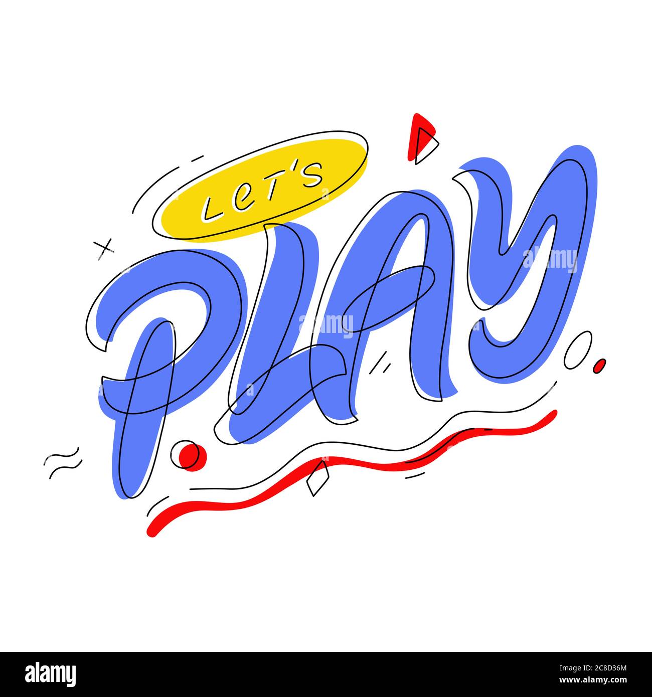 Lets Play. Hand lettering colorful logo. Design for banners, prints and ...