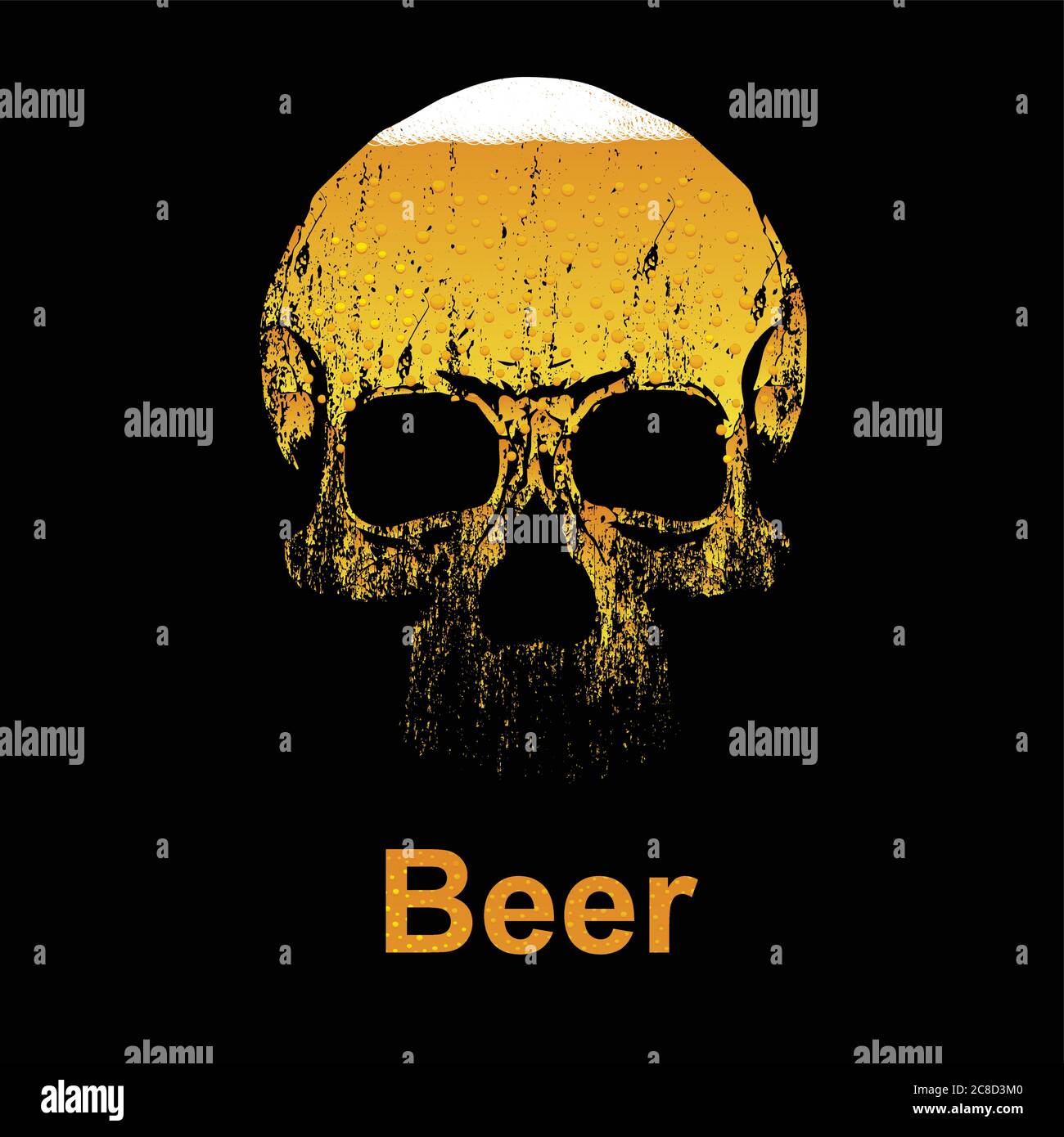 vector drawing of skull with beer inside. Illustration for poster ...