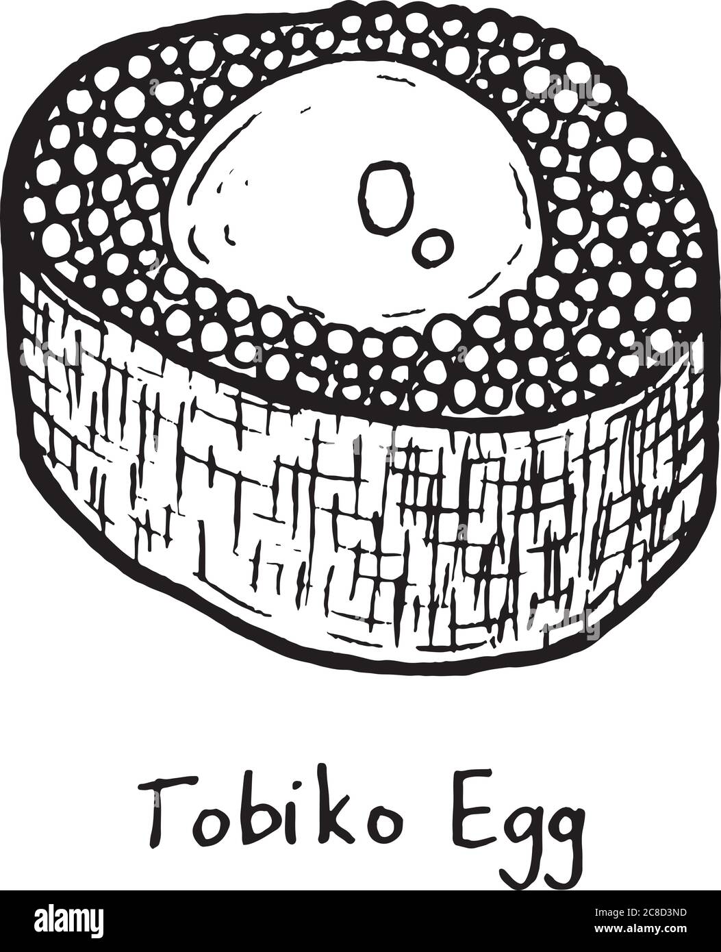 Sushi Tobiko Egg. Sketch illustration. Sushi with roe and egg. Japanese ...