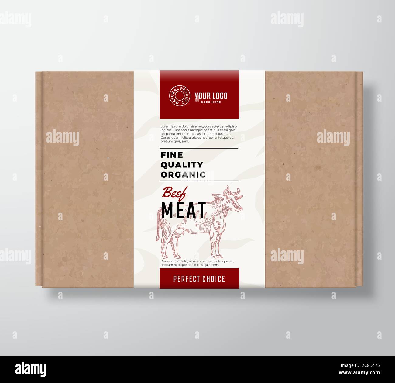 Fine Quality Organic Beef Craft Cardboard Box. Abstract Vector Meat ...