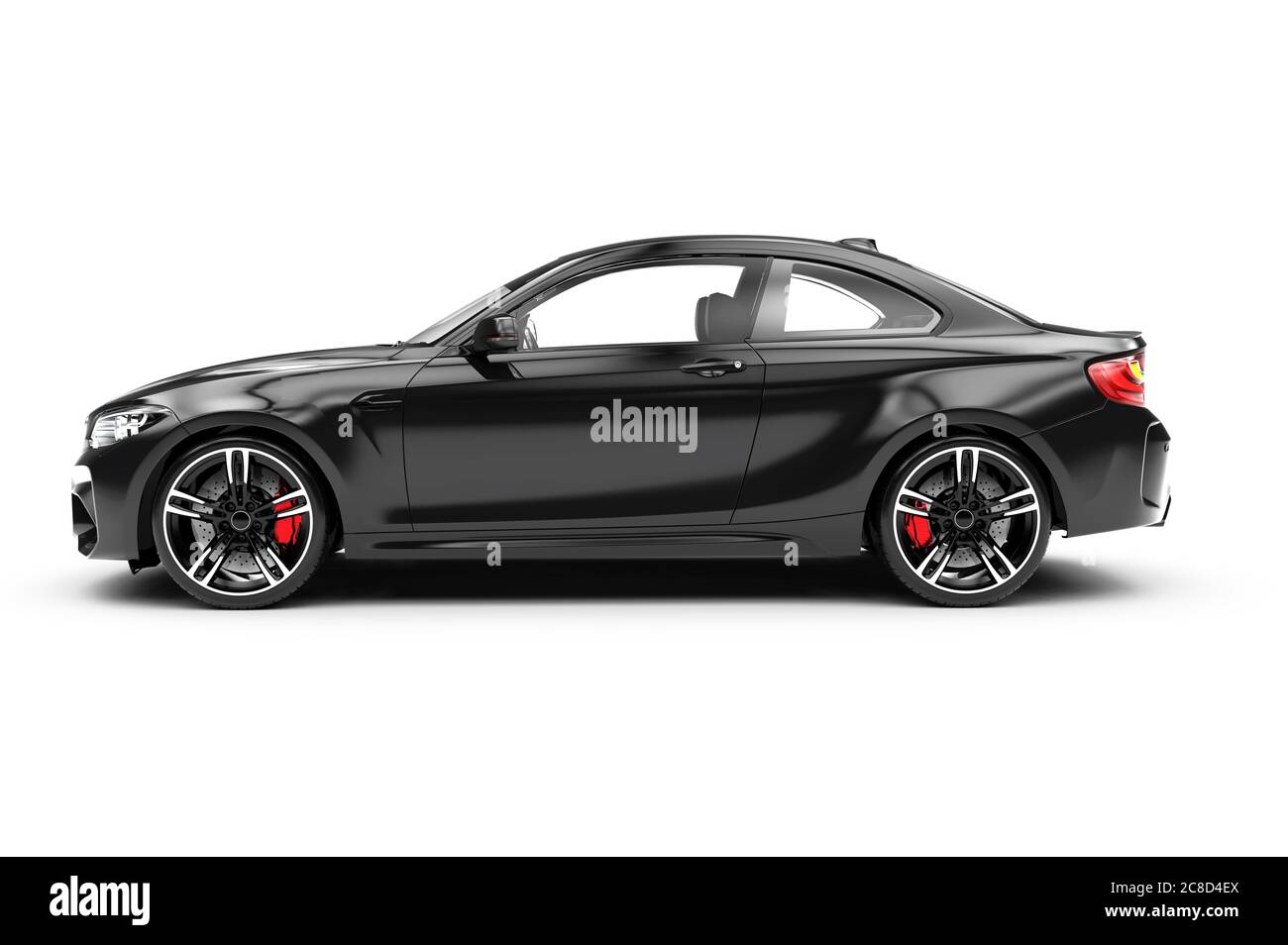 Lateral view of a generic and brandless black modern sport car: 3D ...