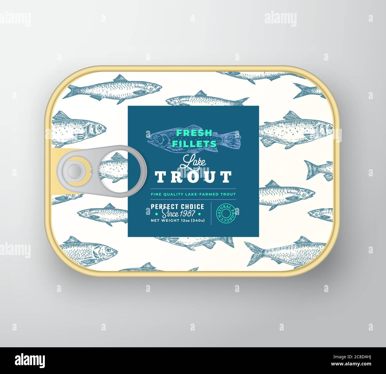 Canned Fish Label Template. Abstract Vector Fish Aluminium Container ...