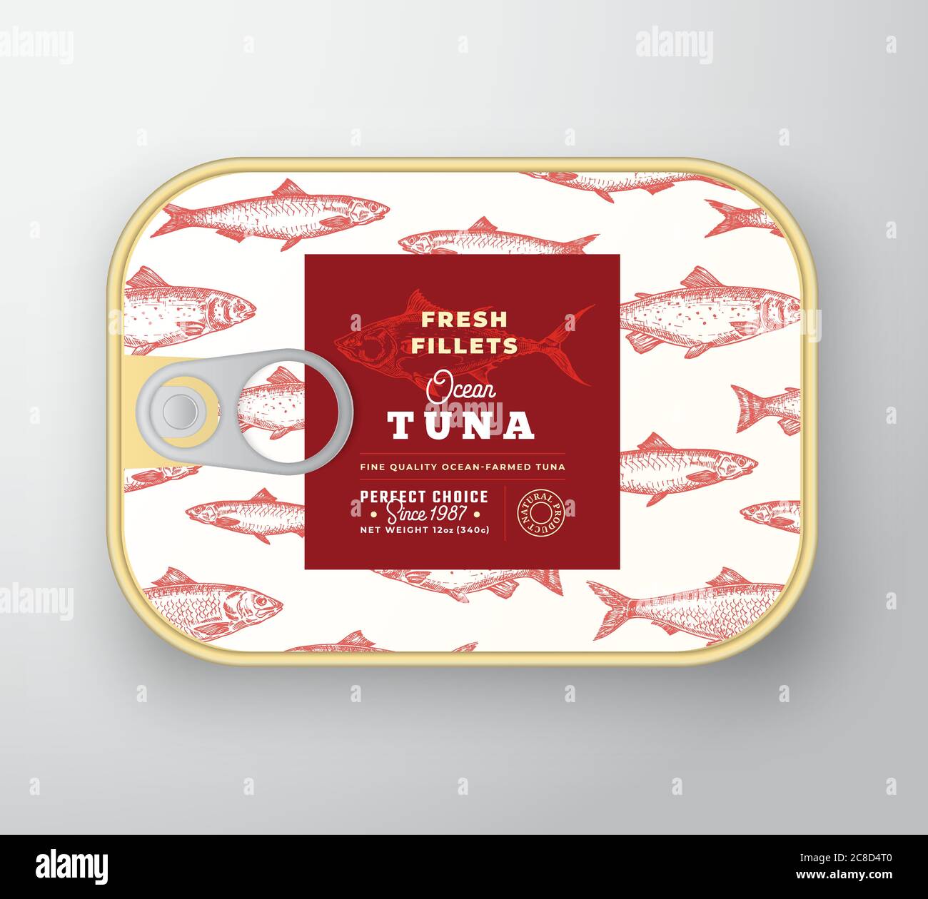 Canned Fish Label Template. Abstract Vector Fish Aluminium Container ...