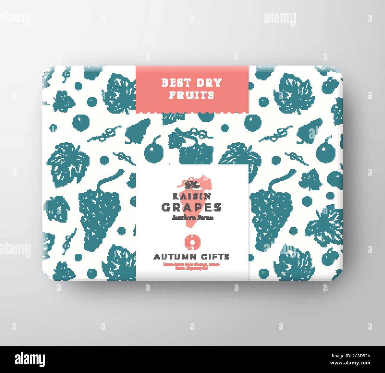 Dried Fruits Raisins Cardboard Box. Abstract Vector Wrapped Paper ...