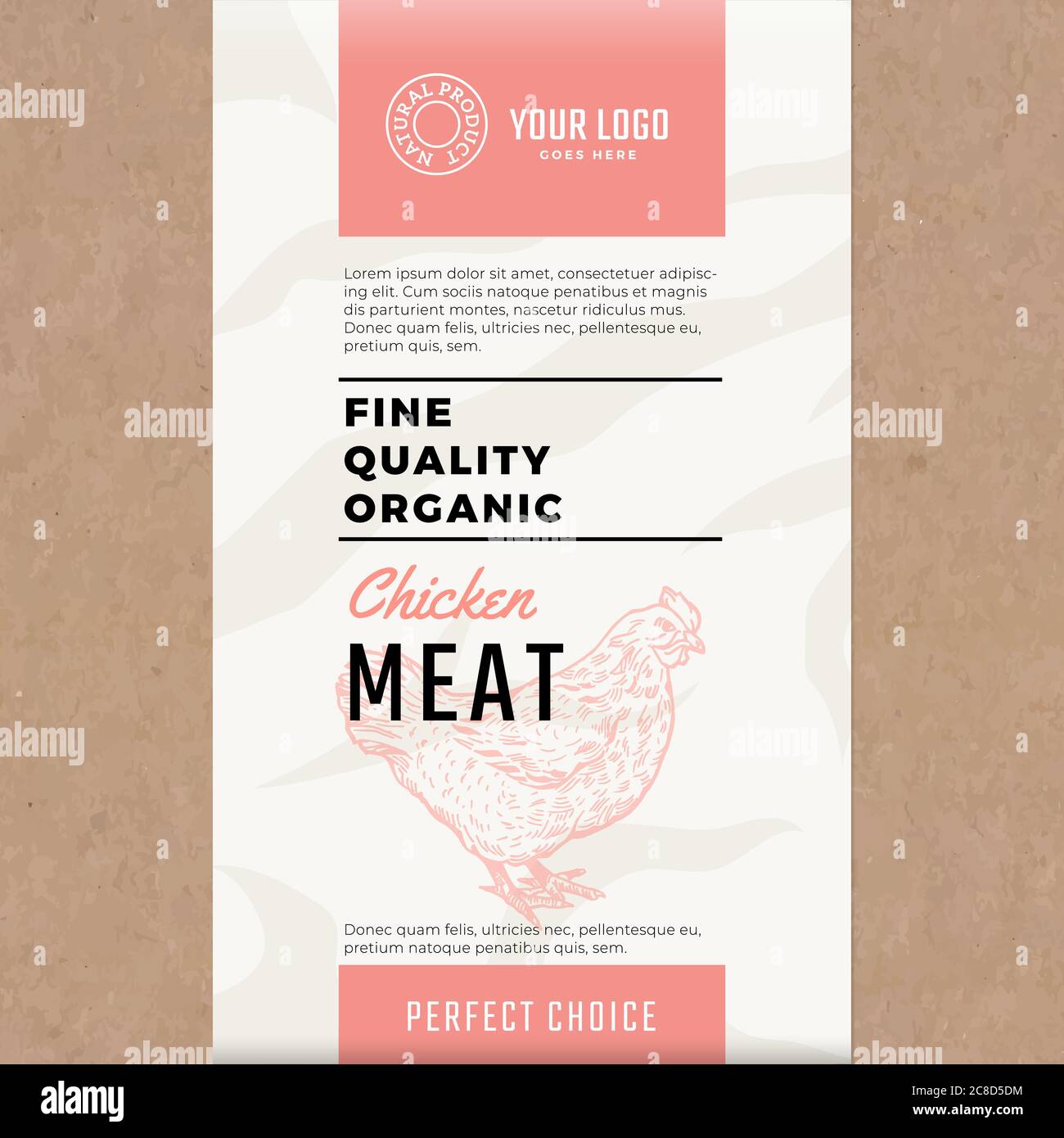 Fine Quality Organic Chicken. Abstract Vector Meat Packaging Design or ...