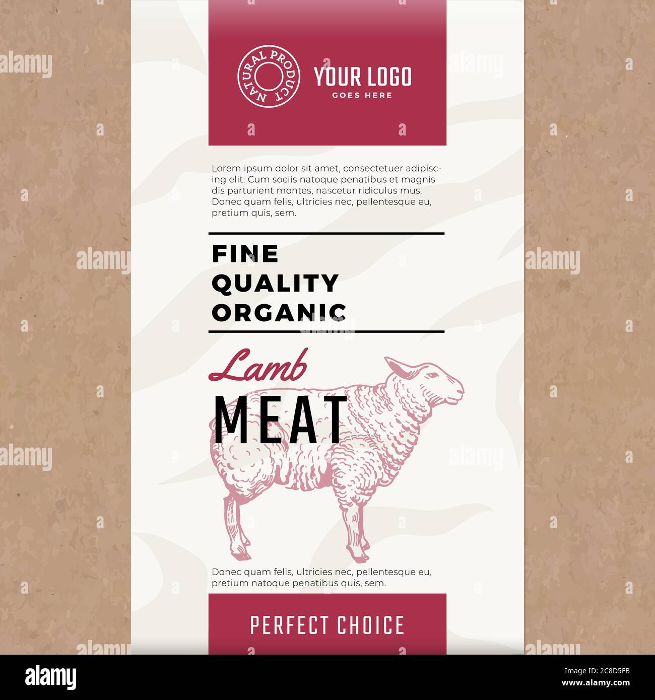 Fine Quality Organic Lamb. Abstract Vector Meat Packaging Design or ...