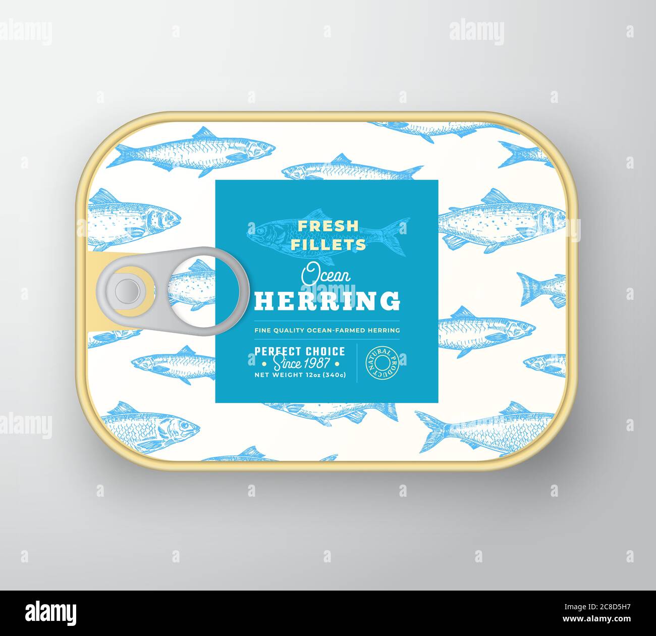 Canned Fish Label Template. Abstract Vector Fish Aluminium Container ...
