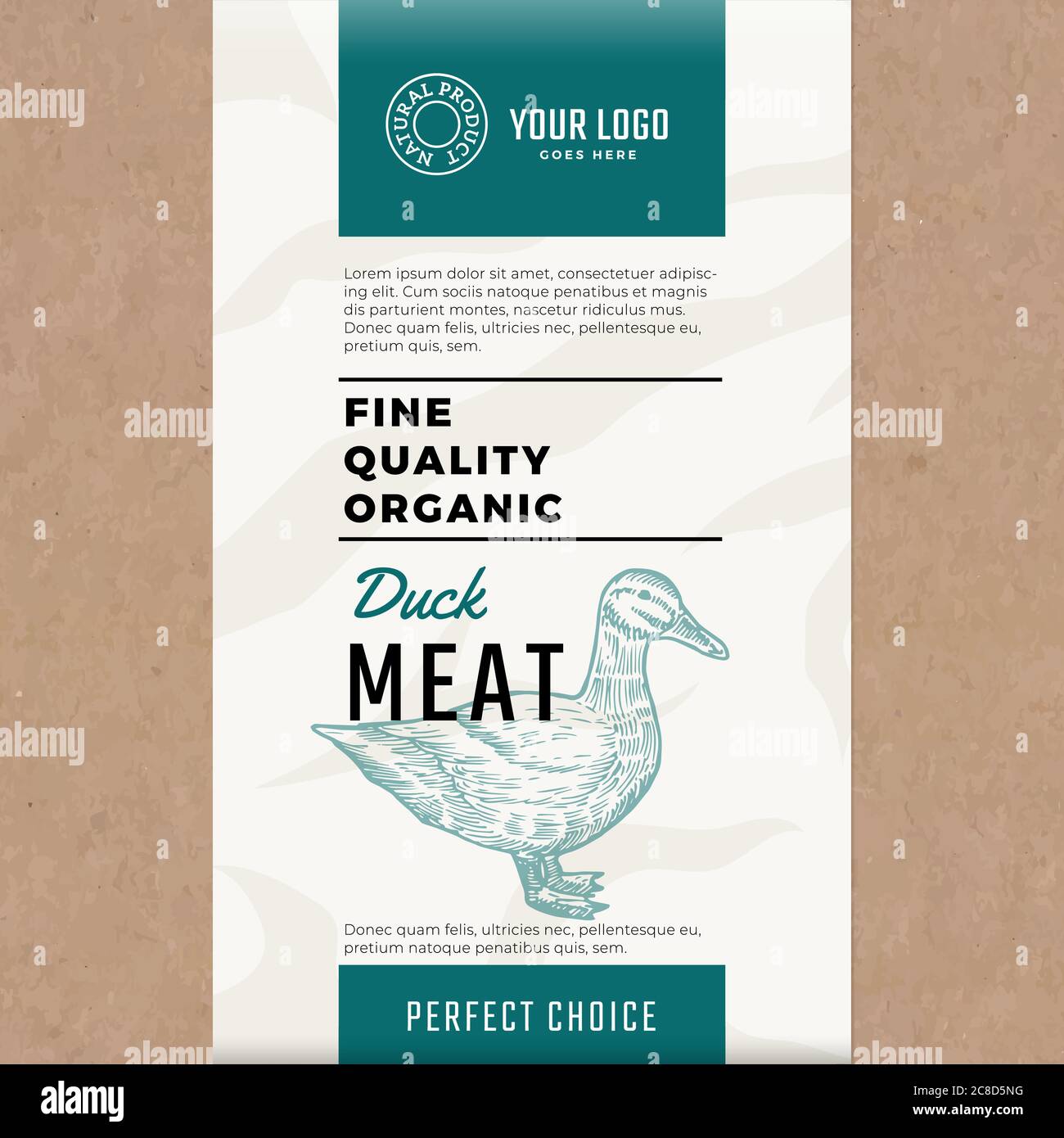 Fine Quality Organic Duck. Abstract Vector Meat Packaging Design or ...