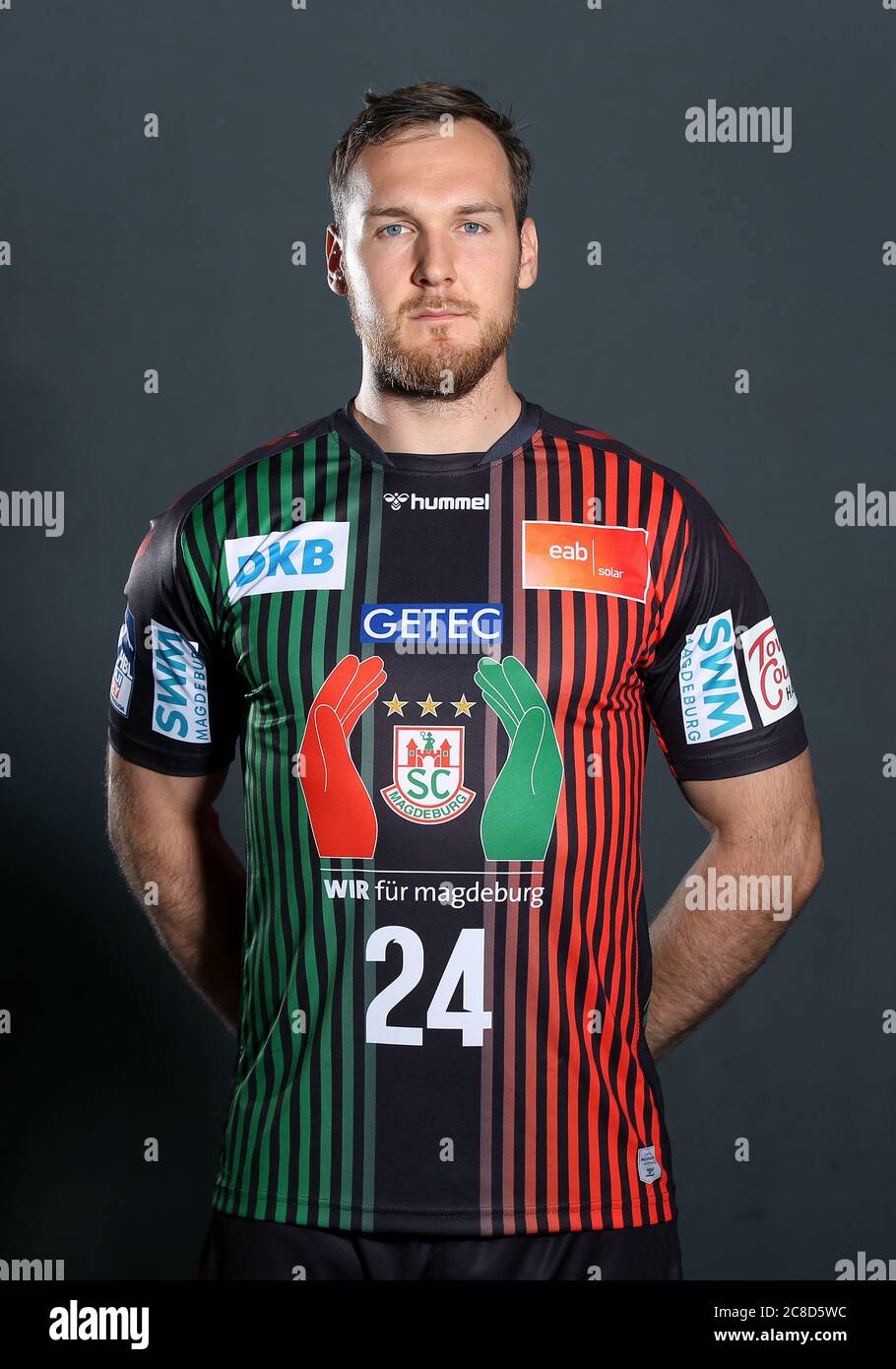 23 July 2020, Saxony-Anhalt, Magdeburg: Handball, 1st Bundesliga ...