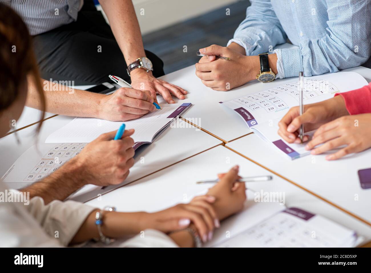 Educational Work Environment Interaction At Collage Stock Photo - Alamy