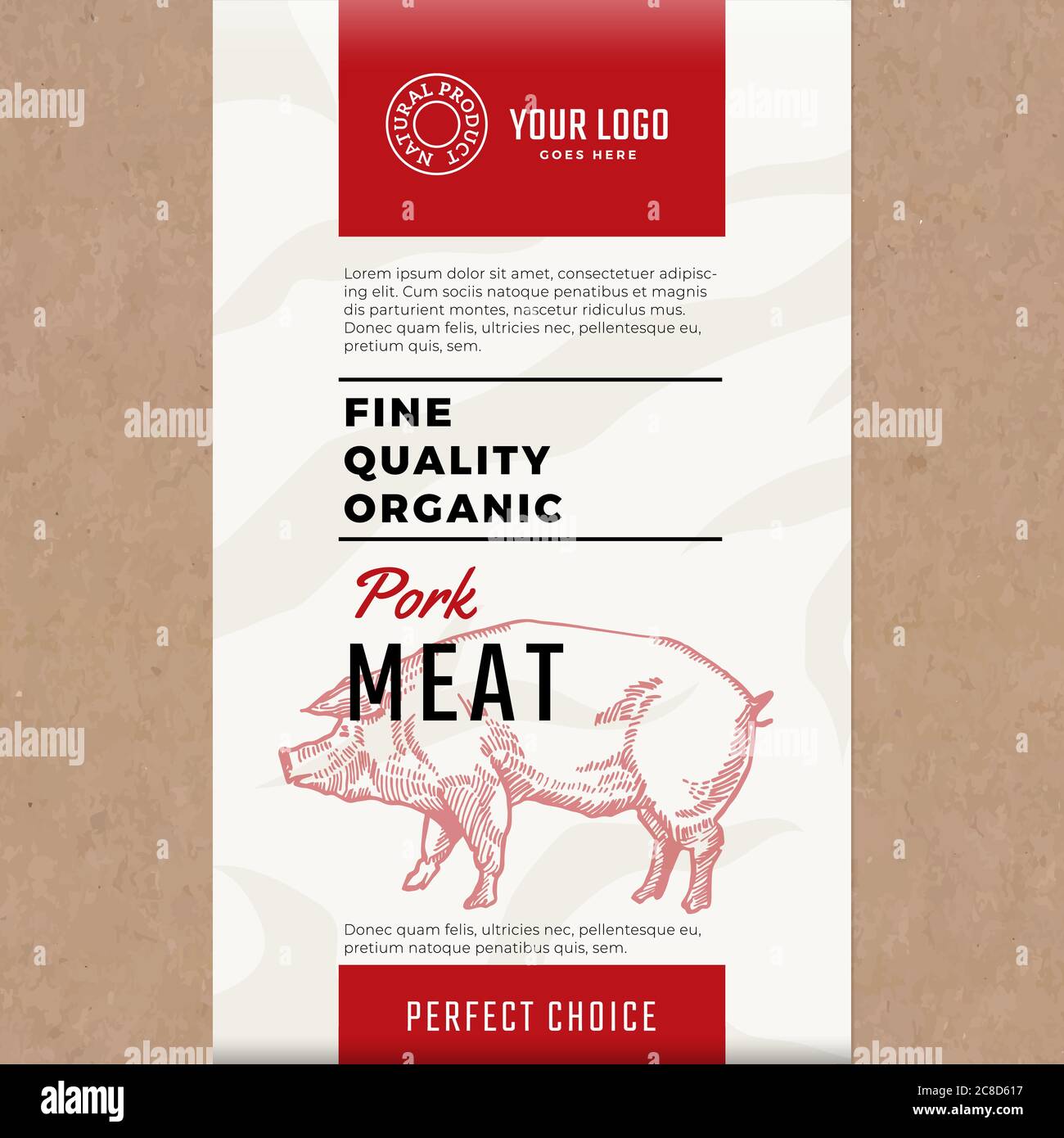 Fine Quality Organic Pork. Abstract Vector Meat Packaging Design or ...
