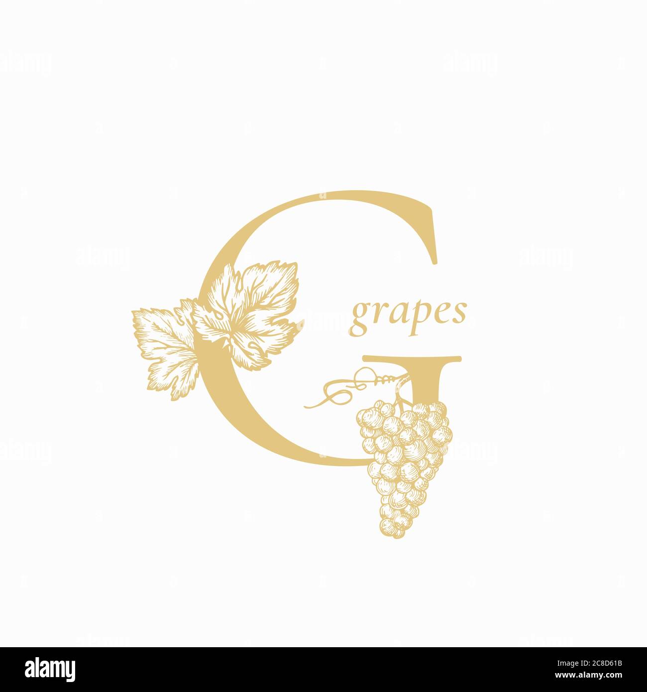 Grape Letter G. Abstract Vector Sign, Symbol or Logo Template. Hand ...