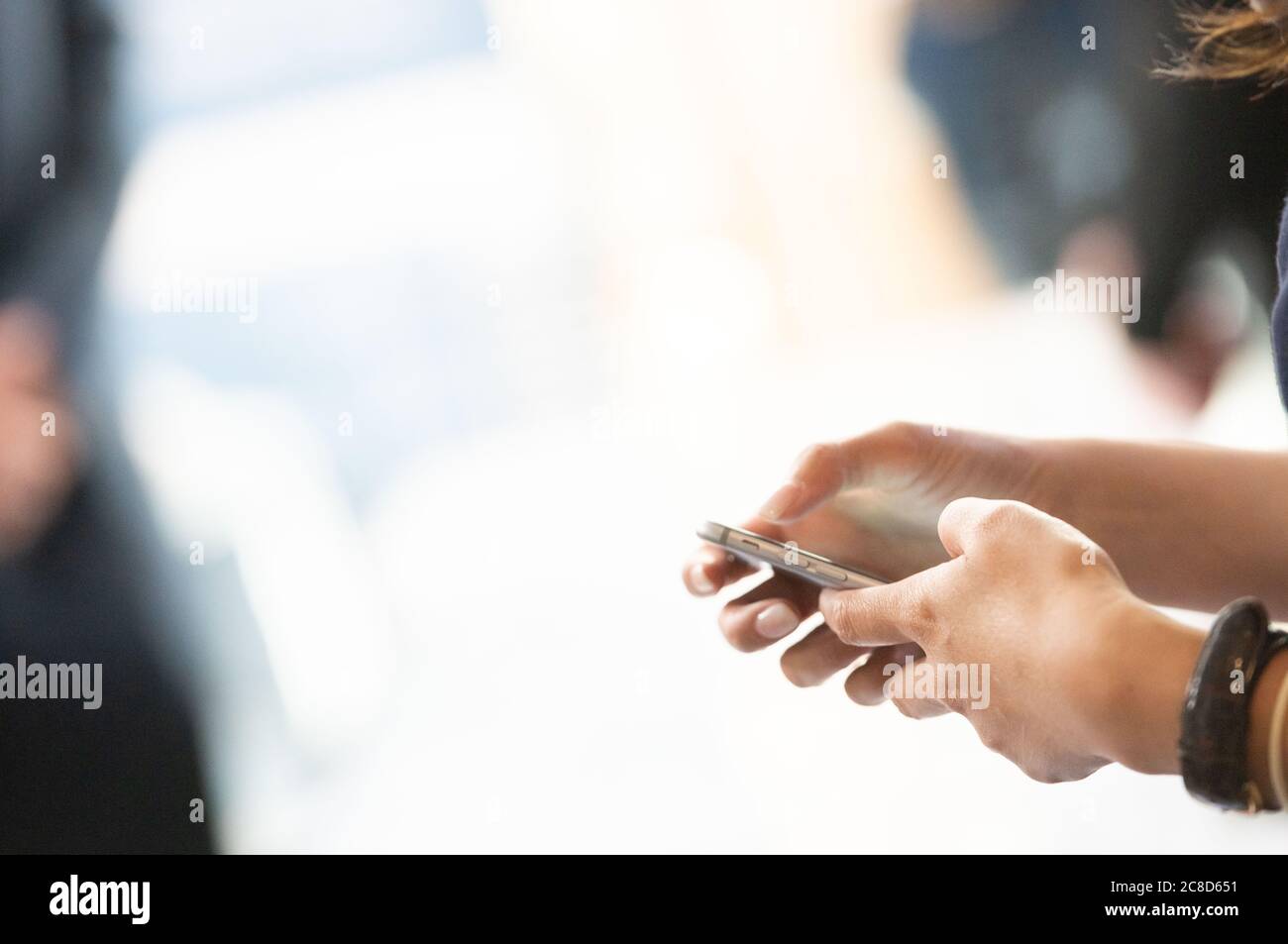 Reading A Phone Message Stock Photo - Alamy