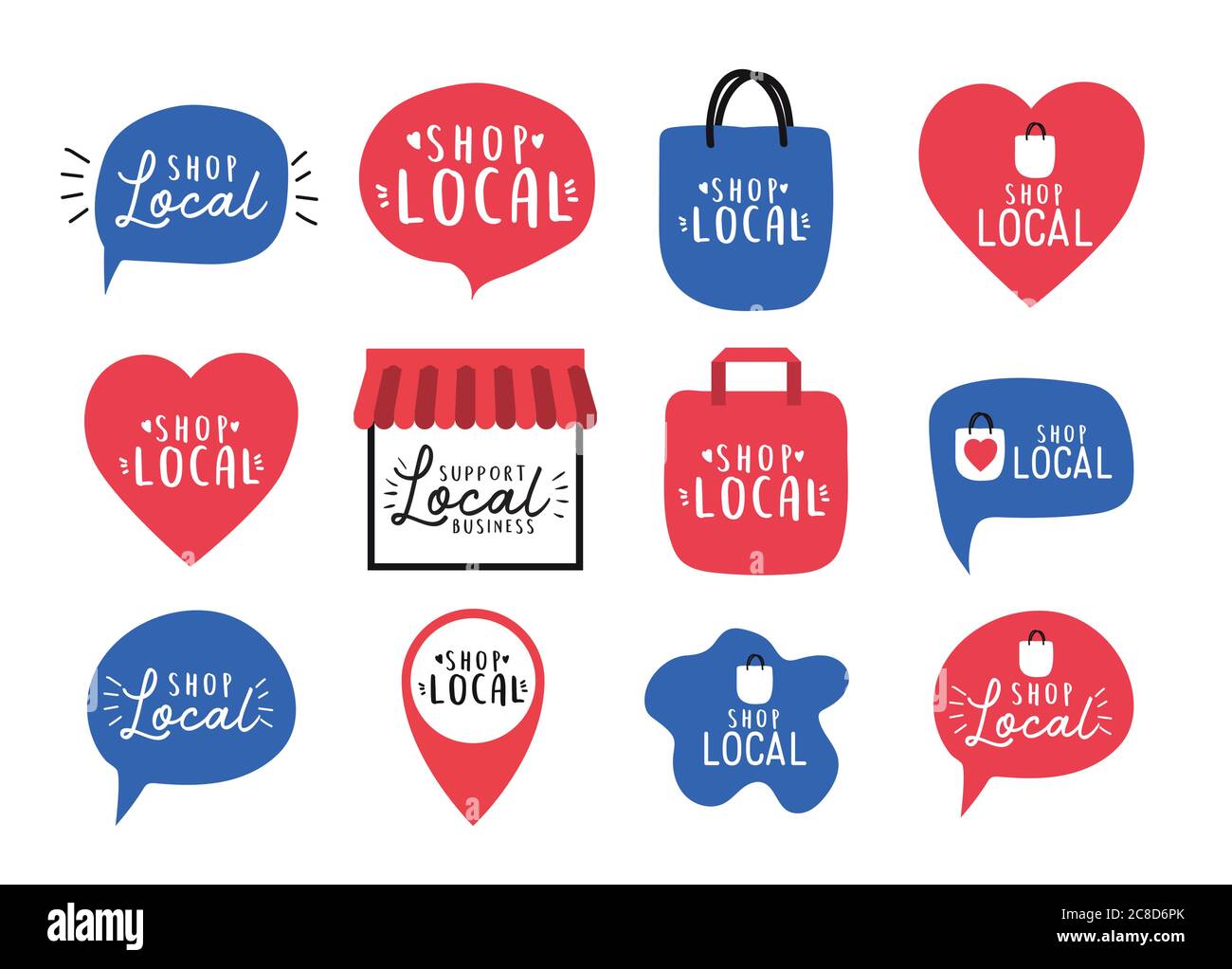 shop local icon set design of retail buy and market theme Vector ...