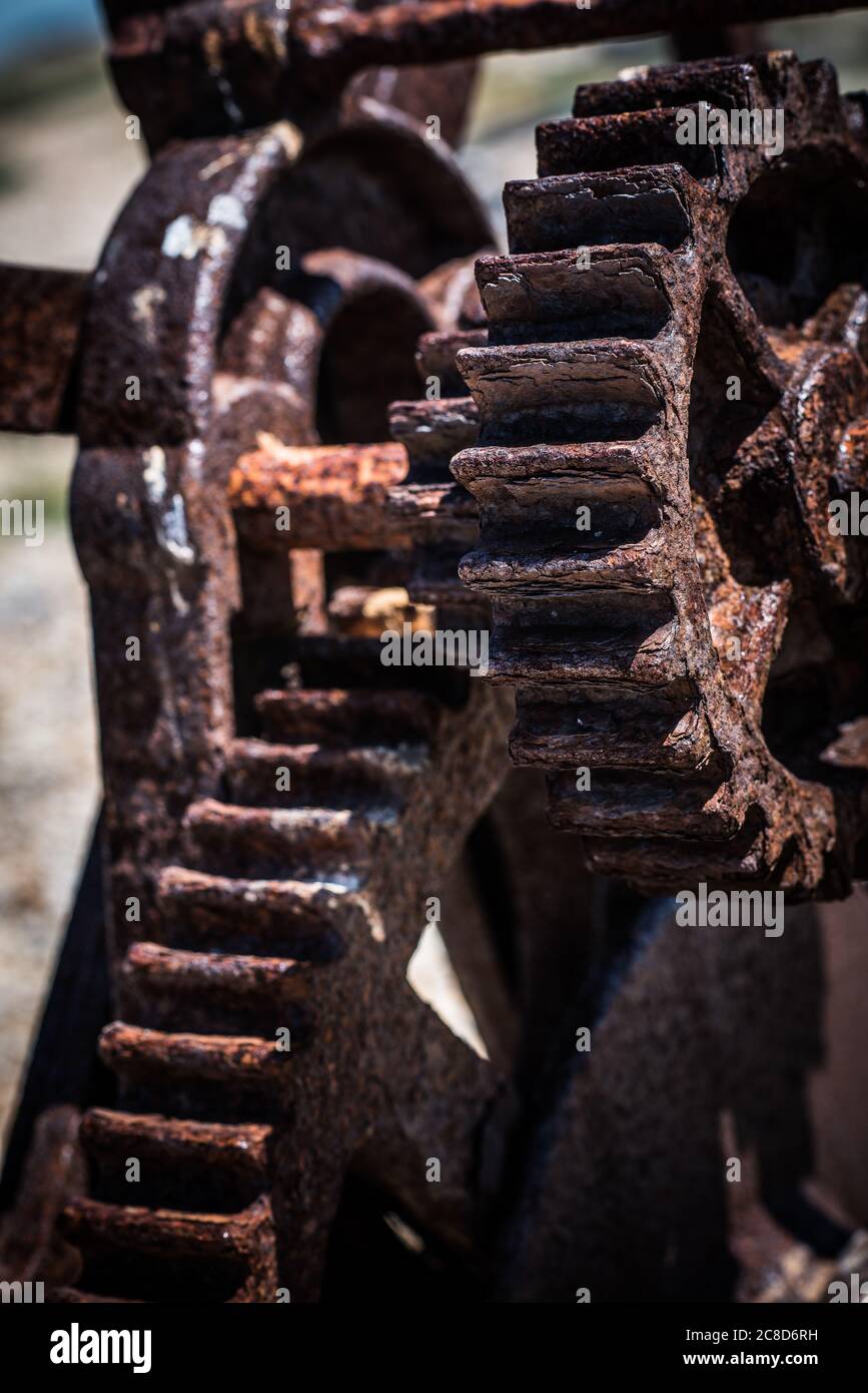 Derelict abandoned wooden fishing boat, gnarly wood & flaking paint on ...