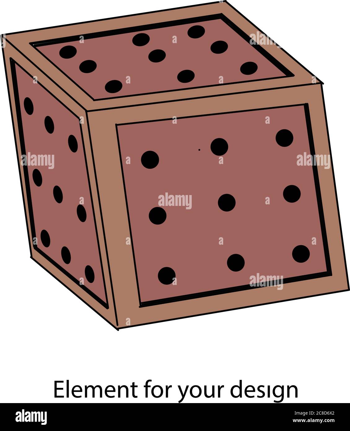 Wooden box with holes. Wooden cube. Vector illustration Stock Vector ...