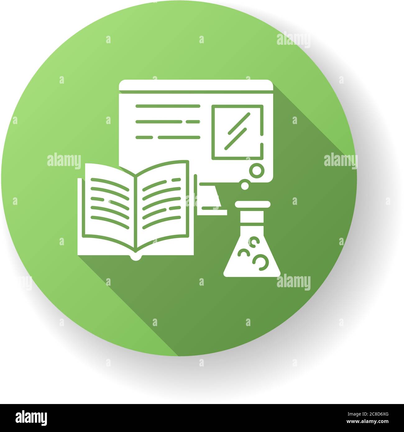Integrated learning green flat design long shadow glyph icon. Practical ...