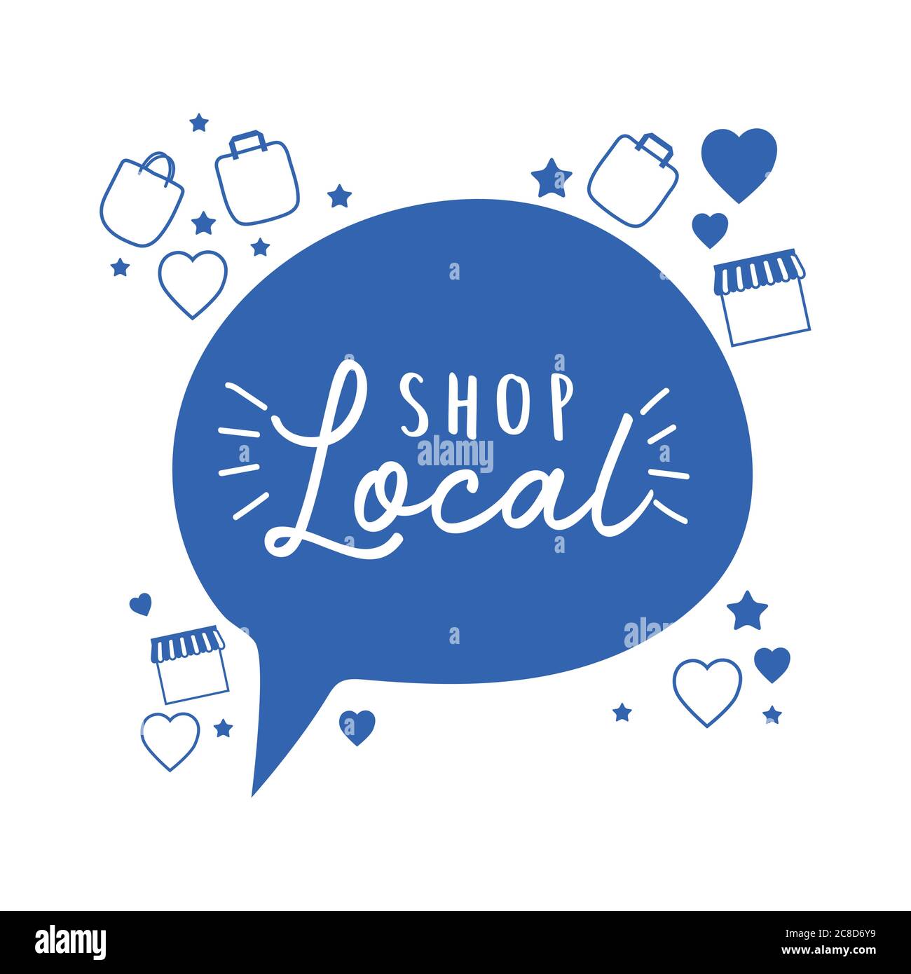shop local in bubble with bags hearts and stars design of retail buy ...