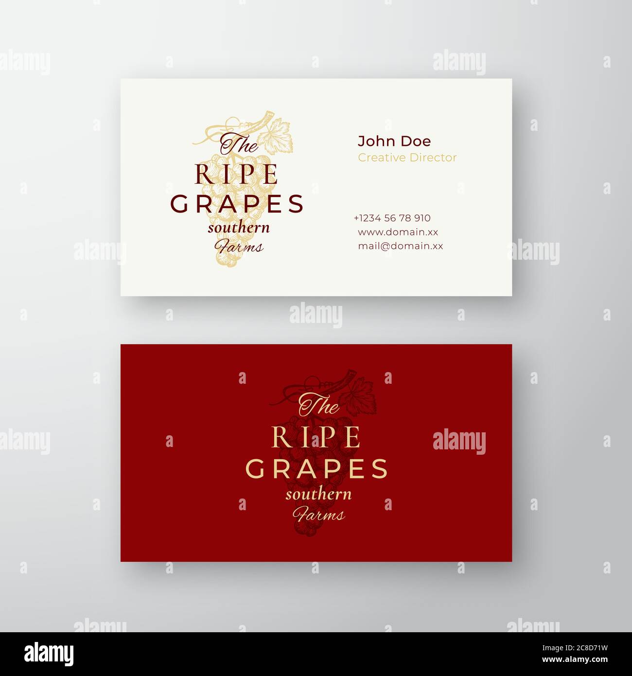 Ripe Grapes Farm Abstract Elegant Vector Sign or Logo and Business Card ...