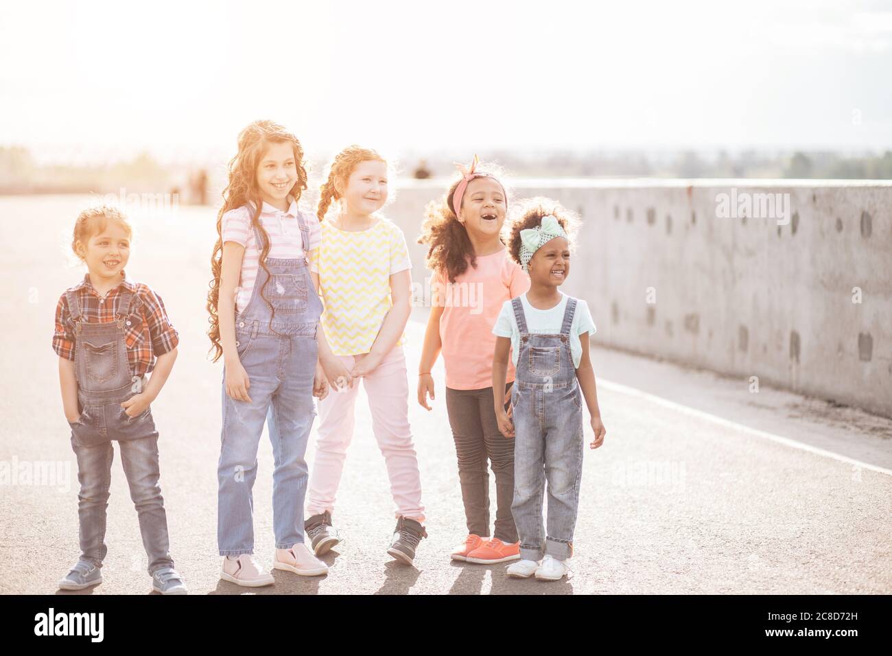 a multicultural group of young beautiful girls. the concept of ...